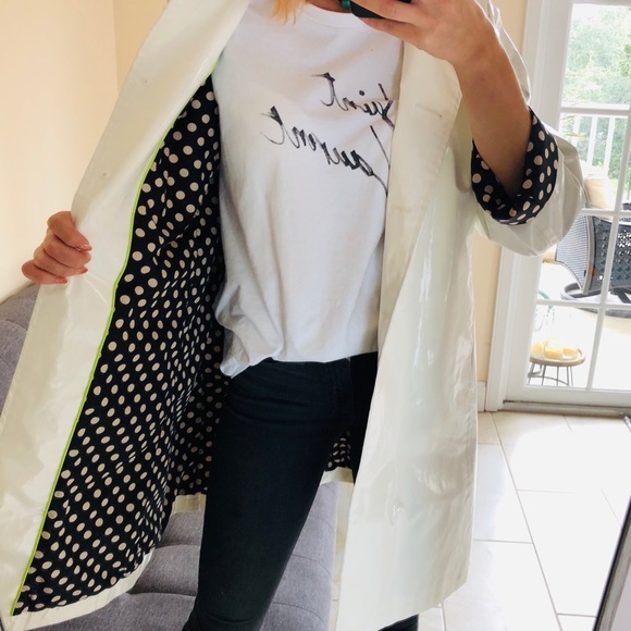Jane Post | Jackets & Coats | Jane Post White Polka Dot Raincoat 25 ...